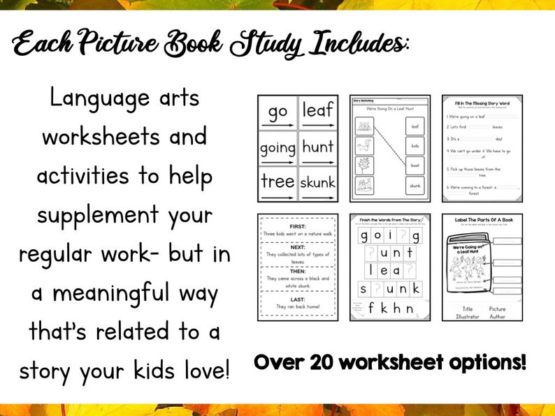 We're Going on a Leaf Hunt- Picture Book Study Companion - Etsy