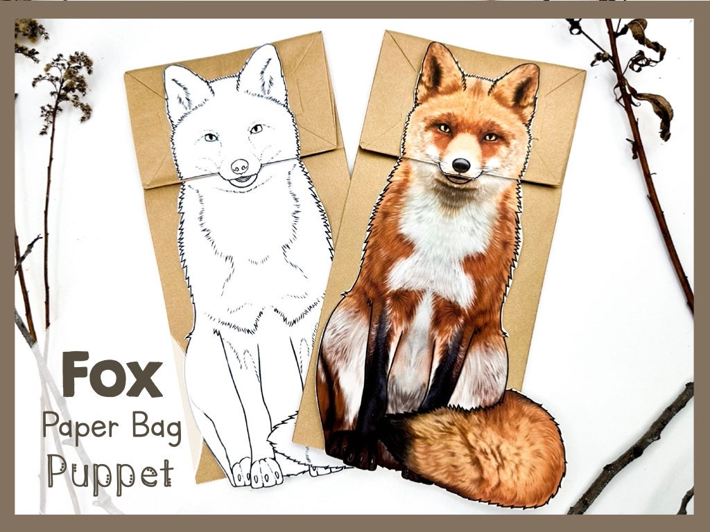 Fox Paper Bag Puppet | Instant Download Craft Template | Fox Themed ...