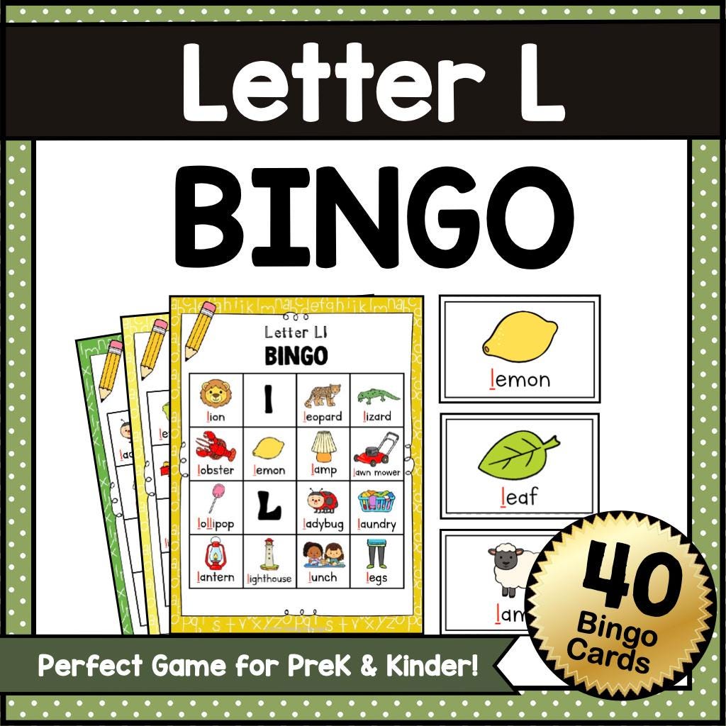 Letter L BINGO GAME Printable PDF - Fun Alphabet Bingo for Preschool ...