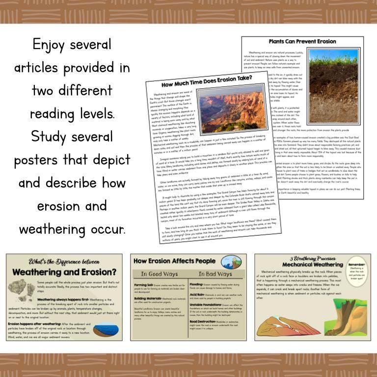 Weathering Erosion Deposition Earth Science Study Unit Worksheets ...