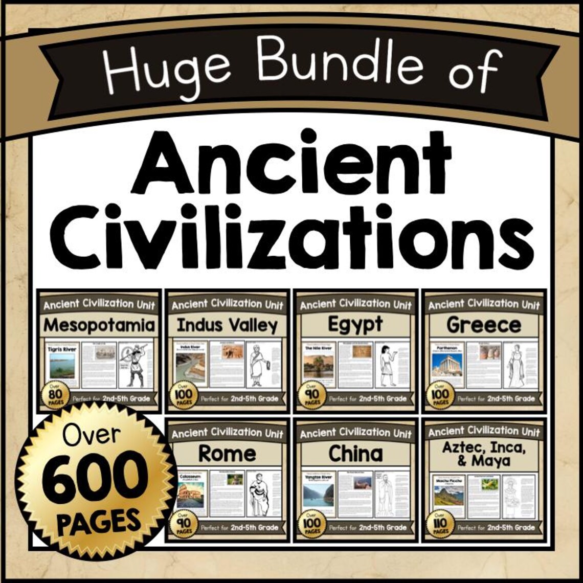 Printable Bundle of 7 Ancient Civilizations Unit Study, Educational ...