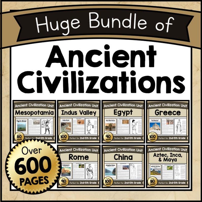 Printable Bundle of 7 Ancient Civilizations Unit Study, Educational ...