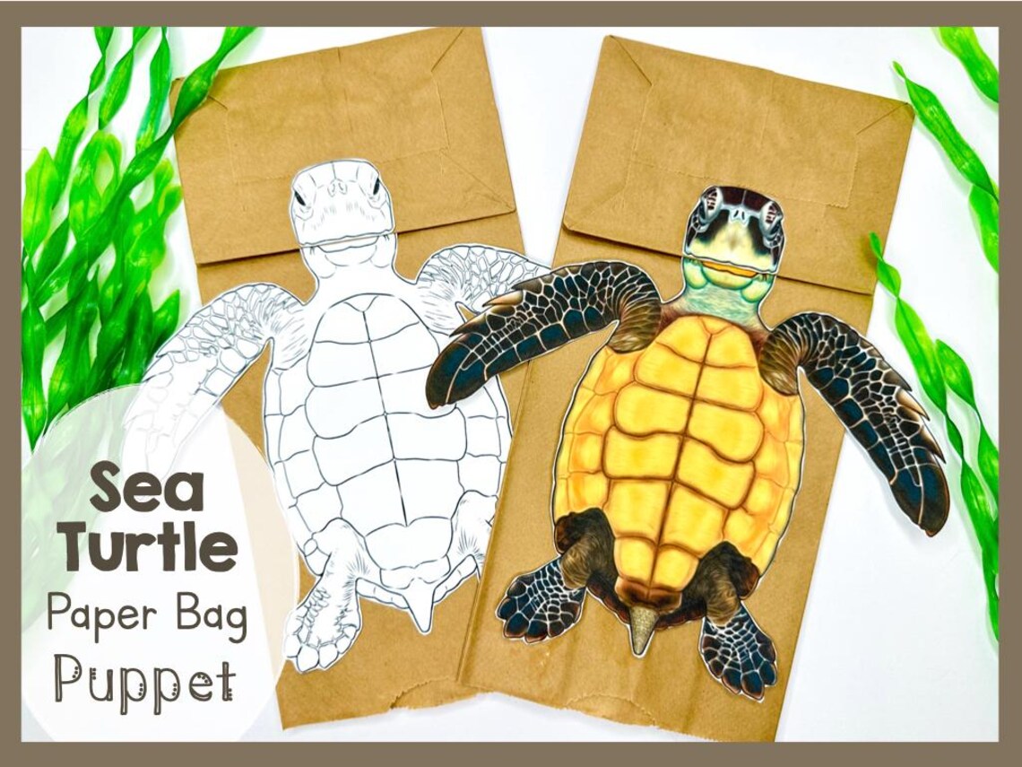 Printable Jointed Sea Turtle Puppet Craft | Articulated Animal Template ...
