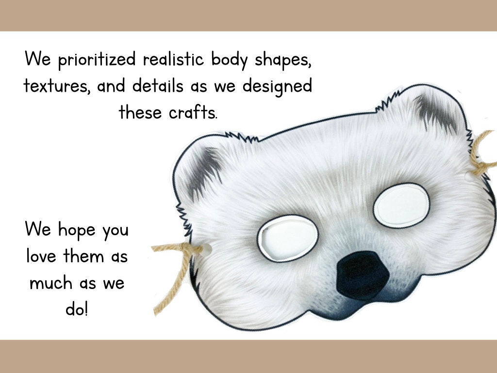 Polar Bear Paper Mask Template DIY Printable Arctic Animal Craft DIY ...