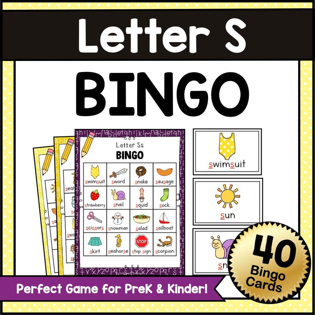 LETTER S BINGO Game – Cute Alphabet Bingo Printable for Preschool and ...