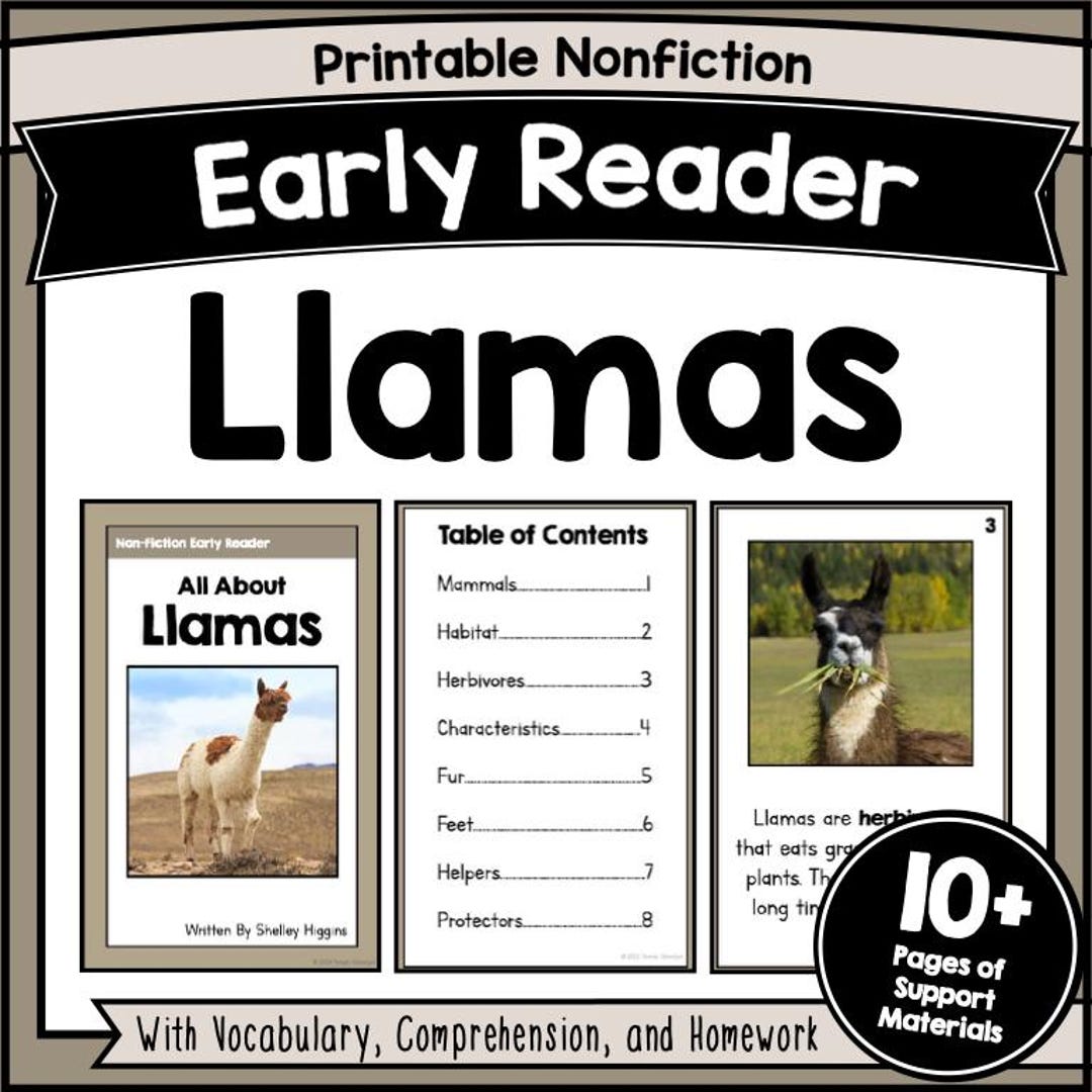 Llama Learn to Read Book K-2 1st-3rd Grade Reading Comprehension ...