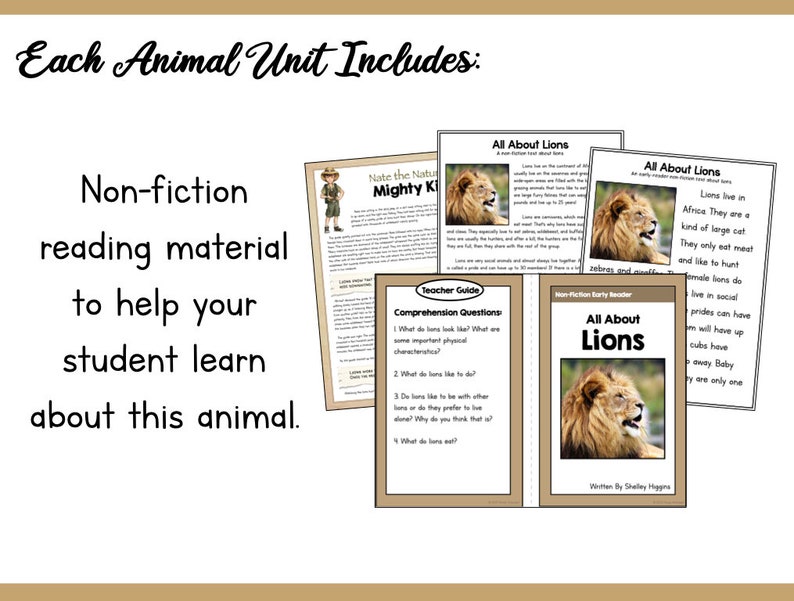All About Lions- Animal Science Unit - Etsy