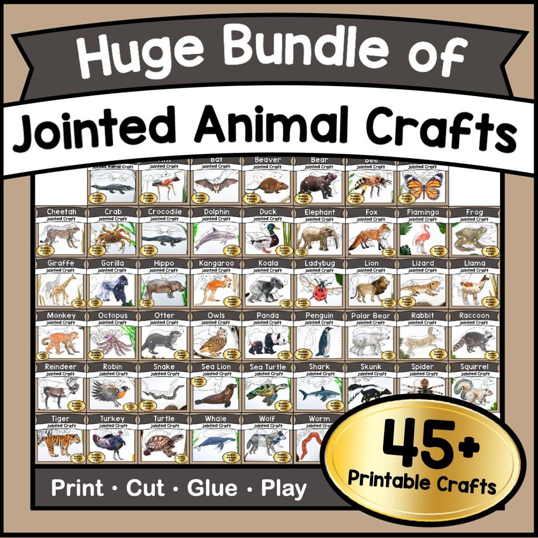 40+ Realistic Jointed Animal Papercraft Printable Template Diy Kids ...