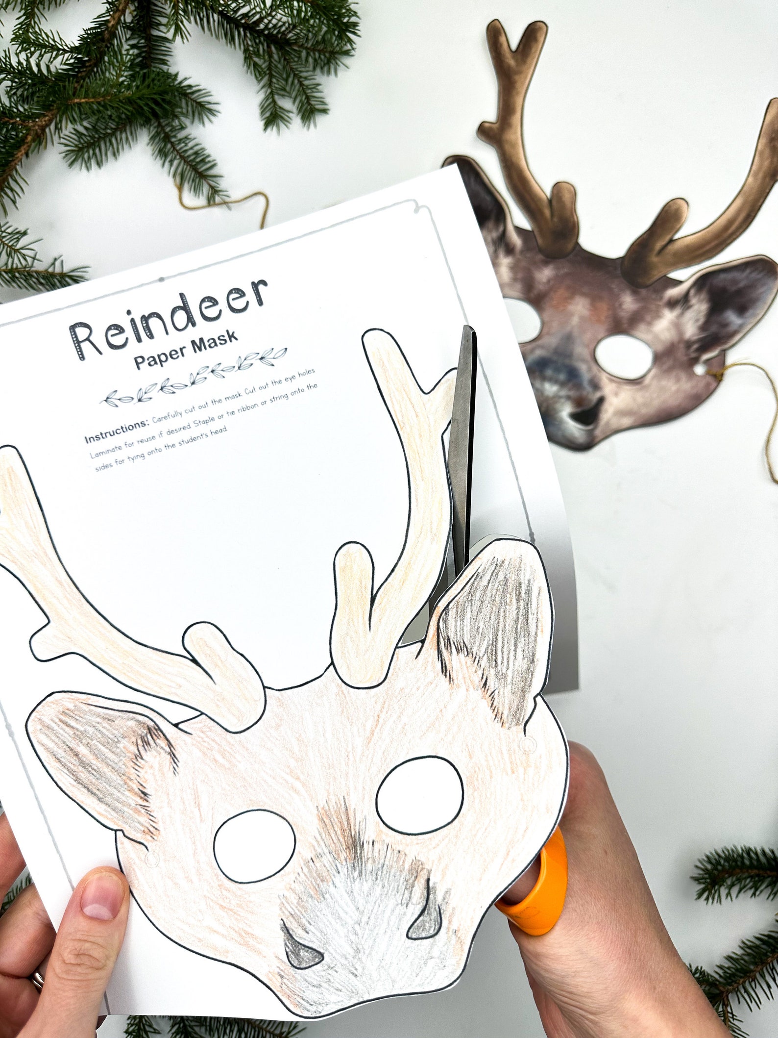 Printable Reindeer Craft Mask | Animal Paper Template | Easy to Make ...