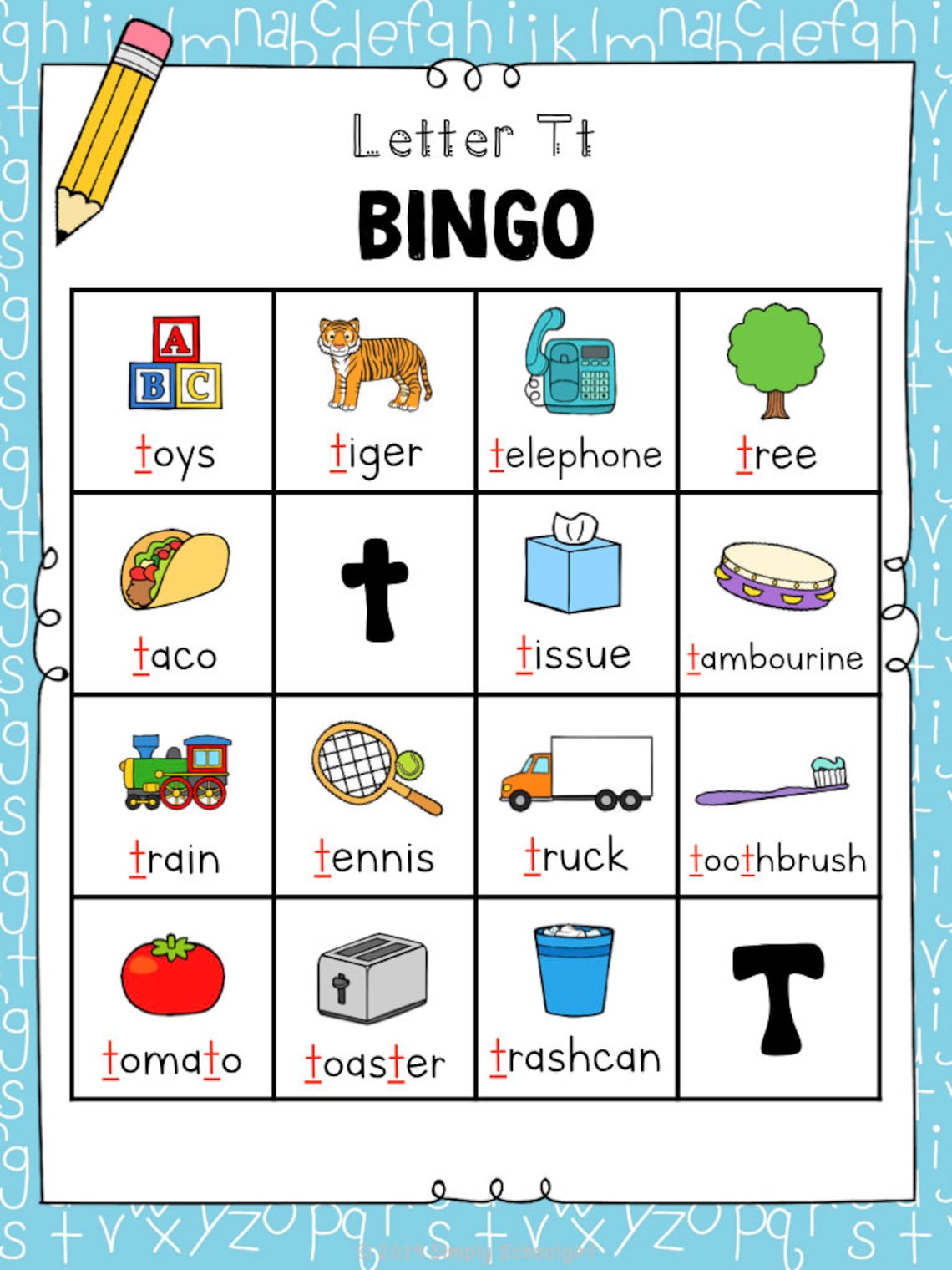 Letter T Bingo Game - Etsy