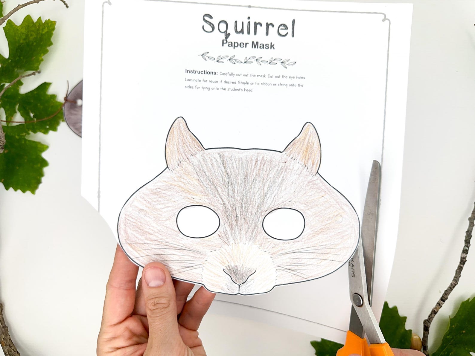 Printable SQUIRREL Mask & DIY Paper Craft Animal PDF Template | Kids ...