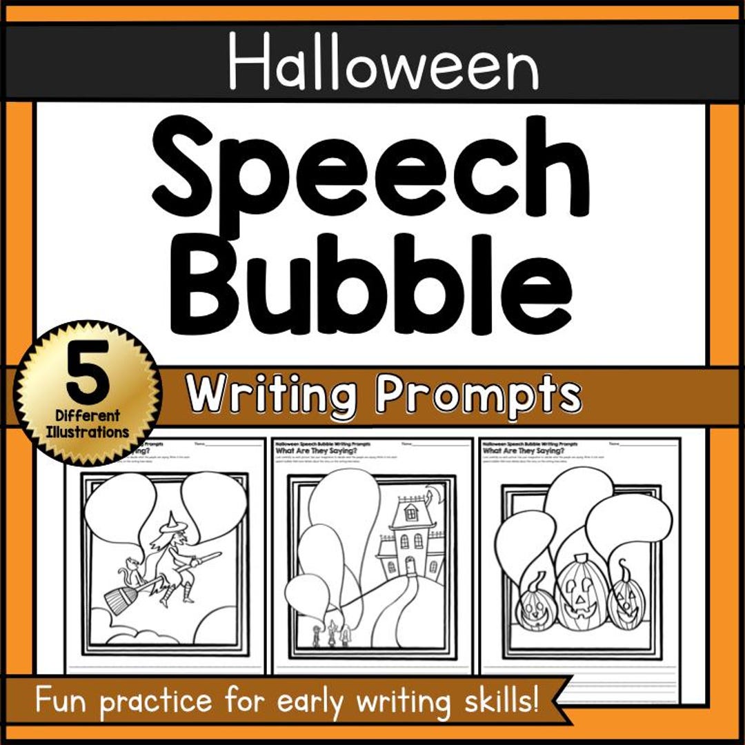 Halloween Writing Prompts Printable, Fun Speech Bubble Dialogue ...