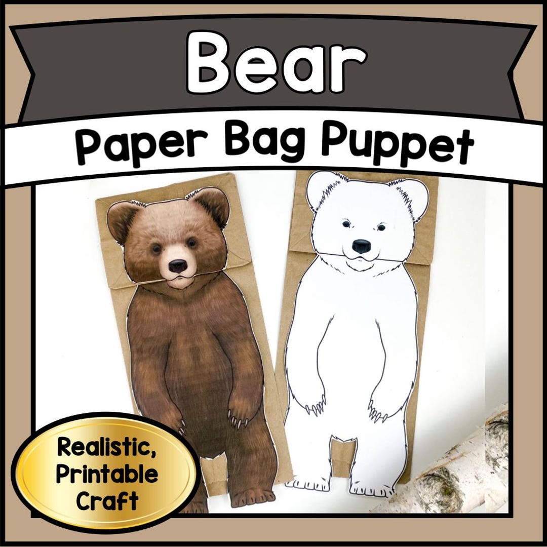 Printable DIY BEAR Paper Bag Puppet Craft PDF Template | Kids Craft Kit ...