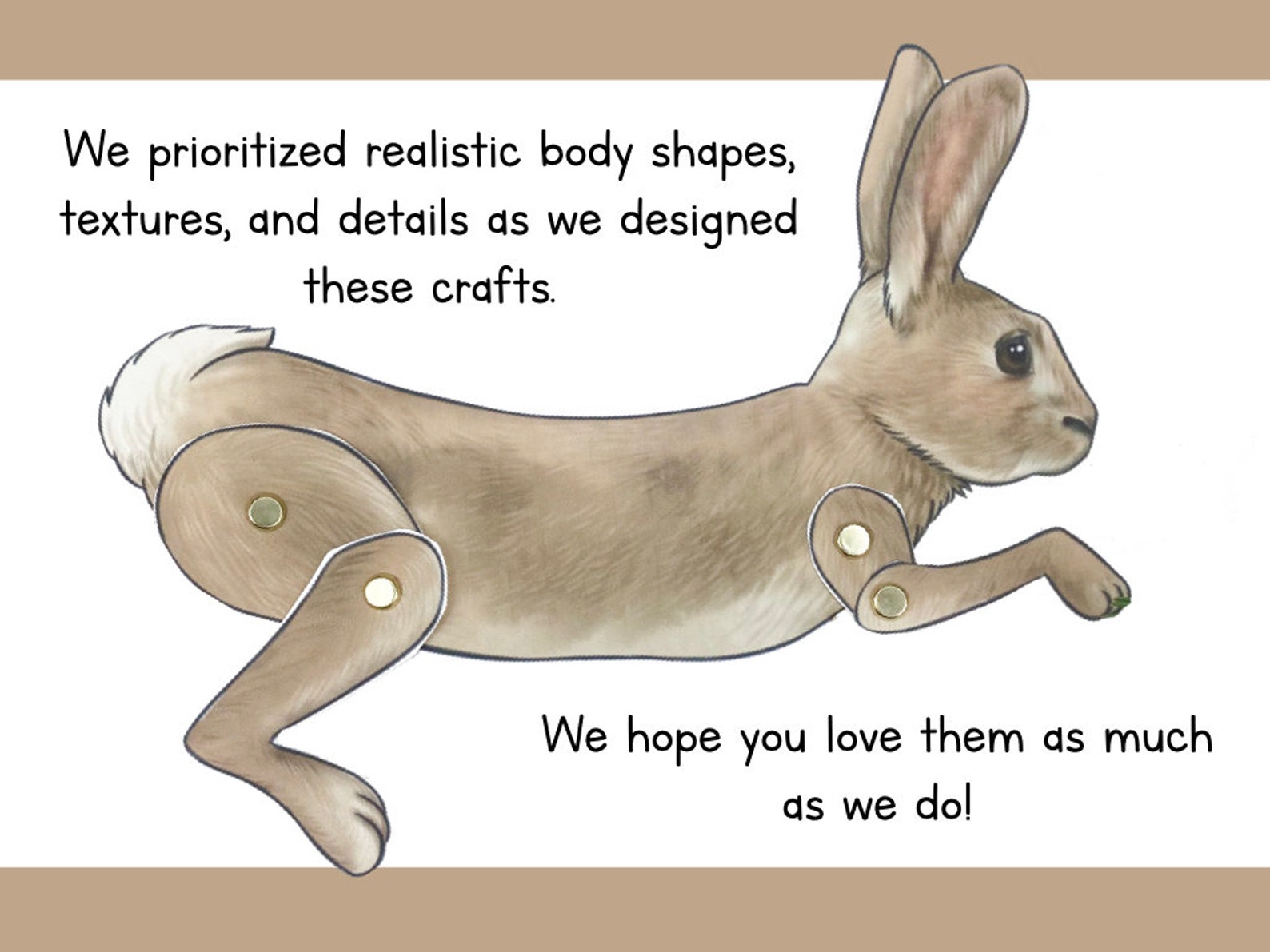 Rabbit Jointed Paper Craft Template | Realistic Articulated Bunny Craft ...