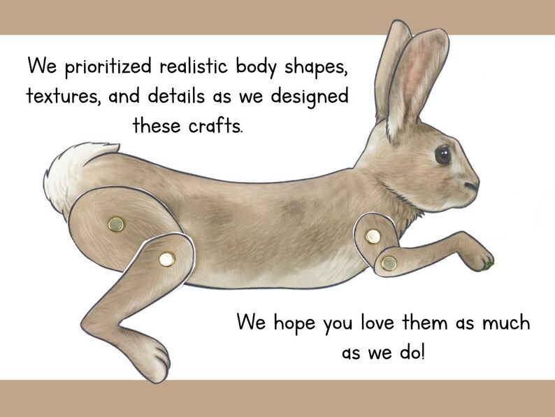 Rabbit Jointed Paper Craft Template Realistic Articulated Bunny Craft ...