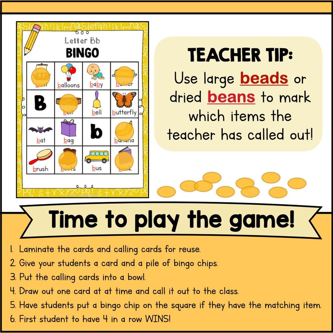 Fun Letter B Bingo Game Printable - Letter PHONICS PRACTICE and ...