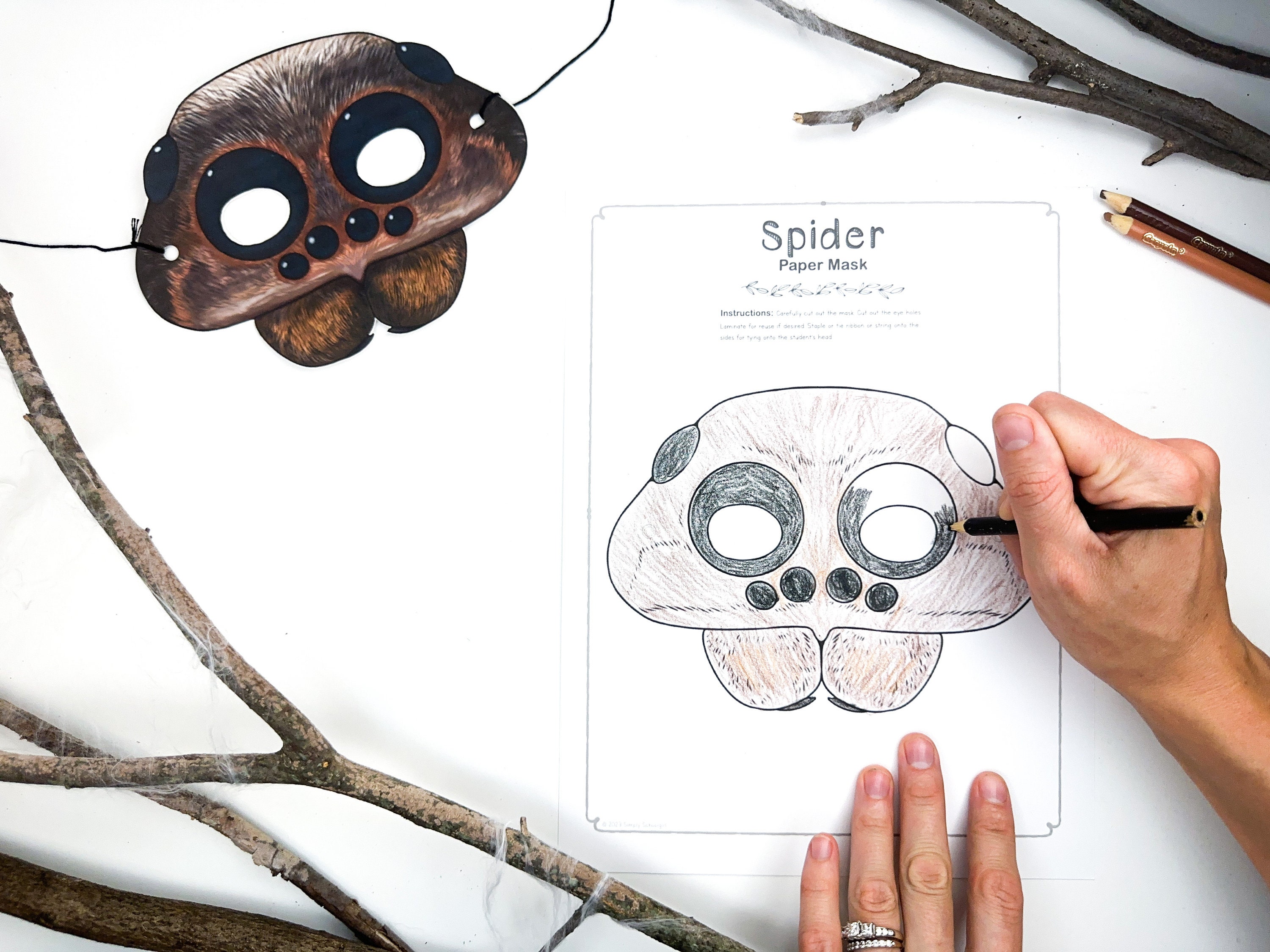 Printable Spider Mask Craft Kit Halloween Party Fun Articulated Animal ...