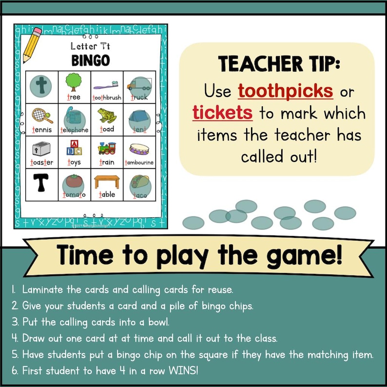 Letter T BINGO GAME Printable - Cute Alphabet Bingo for Preschool and ...