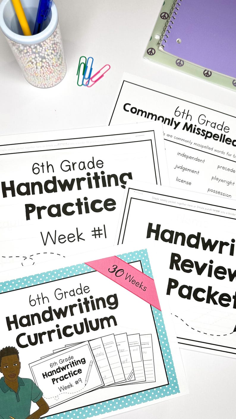 6th GRADE HANDWRITING Curriculum PDF - 30 Weeks of Printable Writing ...