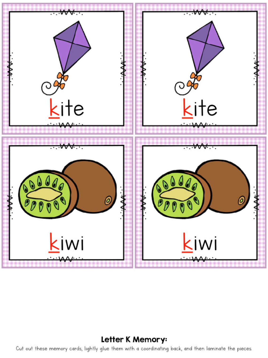 Letter K Memory Game - Etsy