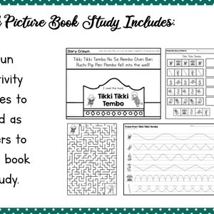 Tikki Tikki Tembo- Picture Book Study Companion - Etsy