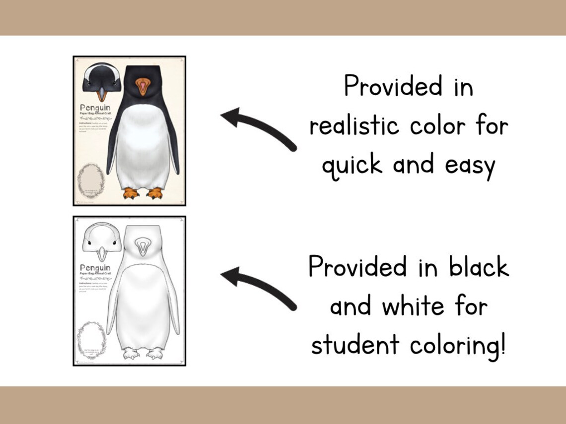 Penguin Paper Bag Puppet Kit | Fun Craft Activity | Penguin Themed ...