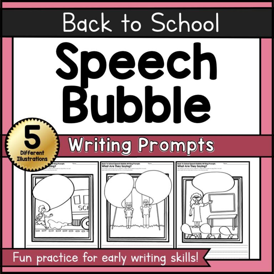 Back to School Writing Prompts Printable, Fun Speech Bubble Dialogue ...
