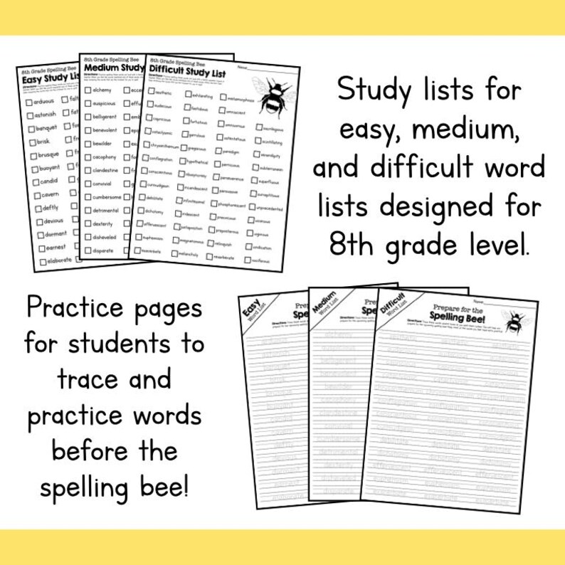 8th GRADE SPELLING Bee Word List PDF – Everything You Need to Host a ...