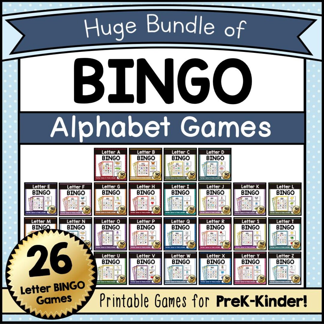 Alphabet BINGO GAMES BUNDLE - Kids Bingo Activities and Preschool Abc ...