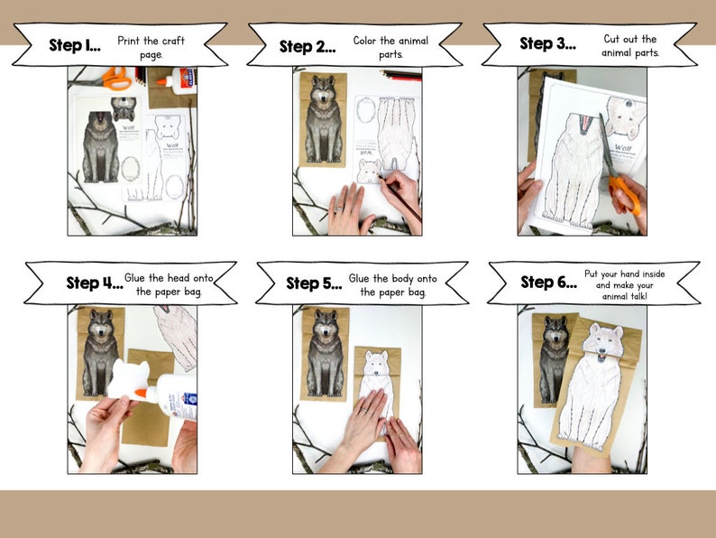 Printable Wolf Puppet Template | Fun Craft Activity for Kids Art ...