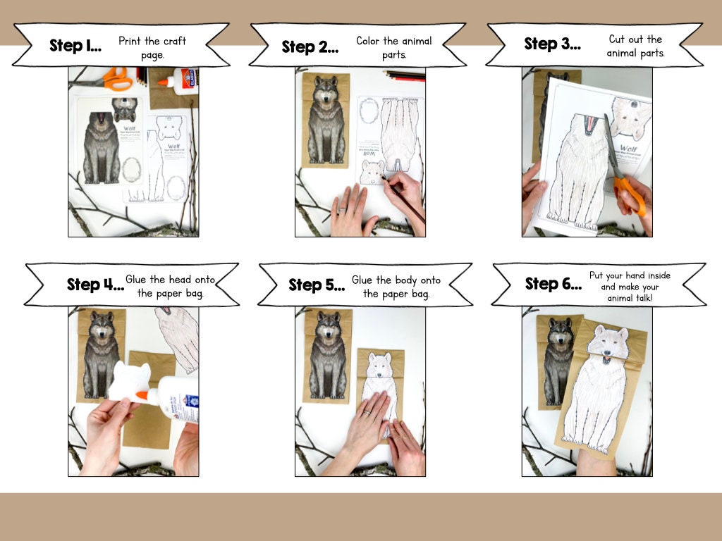 Printable Wolf Puppet Template | Fun Craft Activity for Kids Art ...