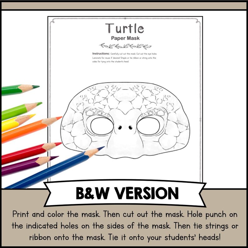 PRINTABLE Turtle Paper Mask Template | DIY Craft Ocean Animal ...