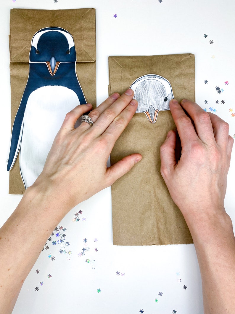 Penguin Paper Bag Puppet Kit | Fun Craft Activity | Penguin Themed ...