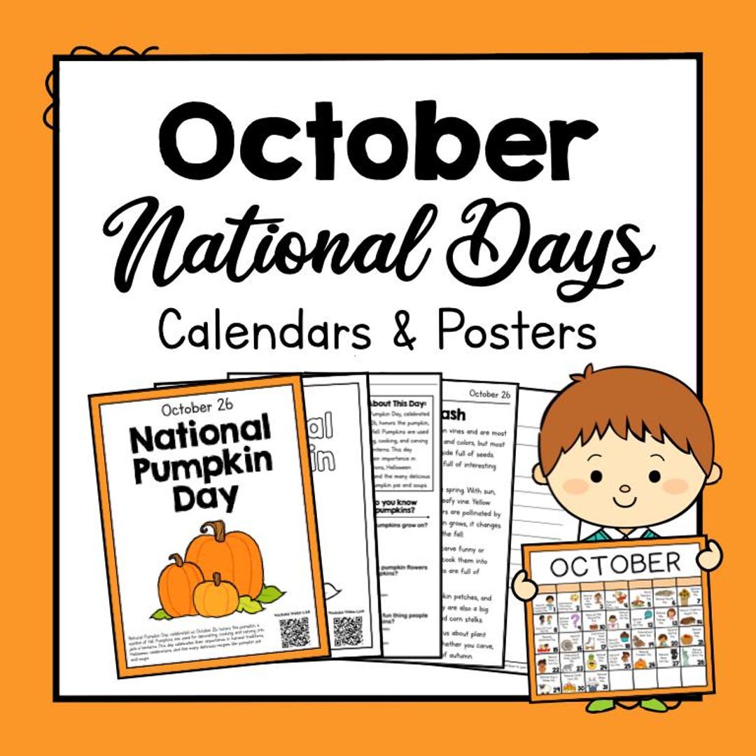 October National Days Posters, Worksheets, Articles, and Calendars ...
