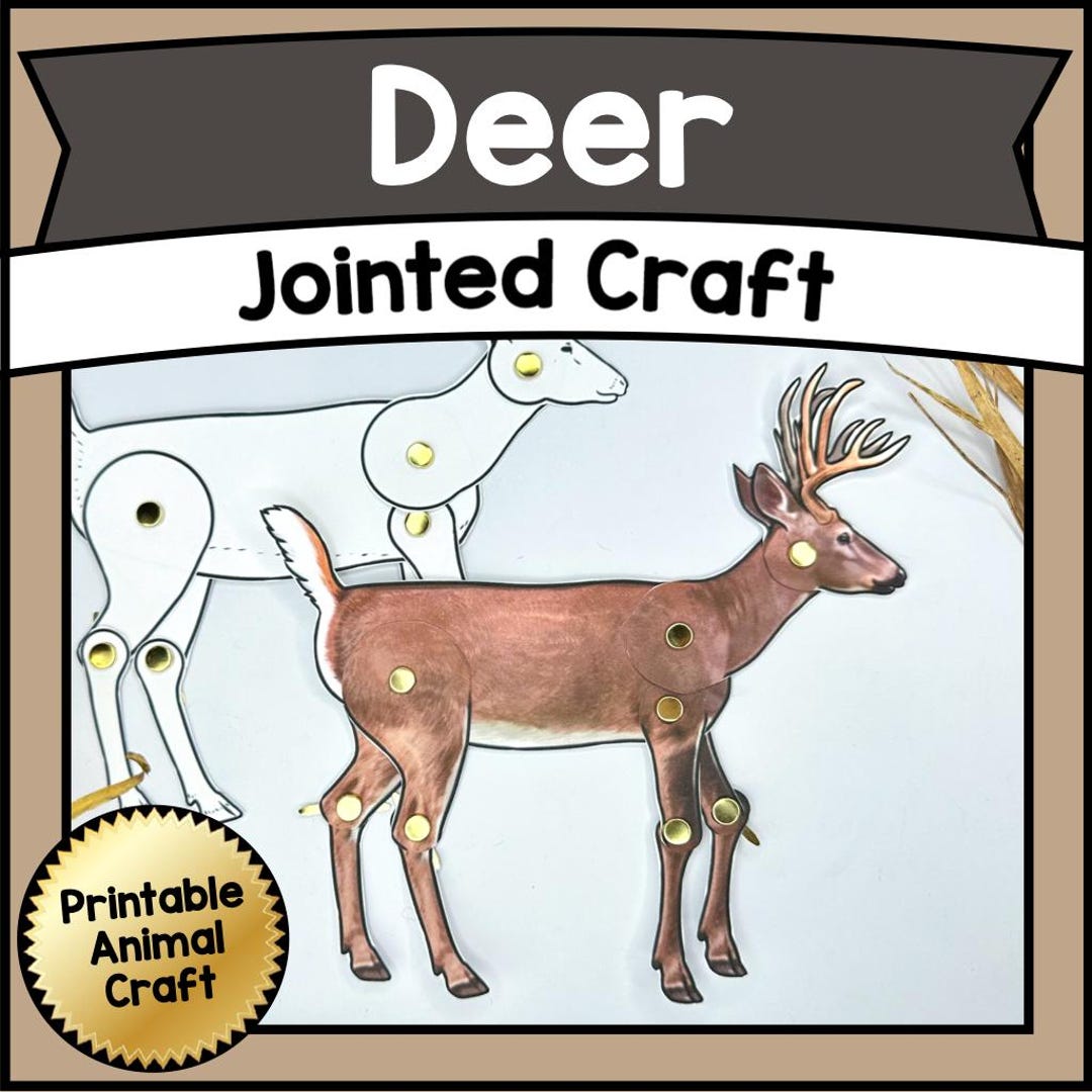 Printable Jointed DEER Puppet Craft Template | DIY Articulated Woodland ...