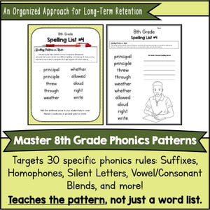 8th GRADE SPELLING Curriculum Printable - 30 Weeks of Printable ...