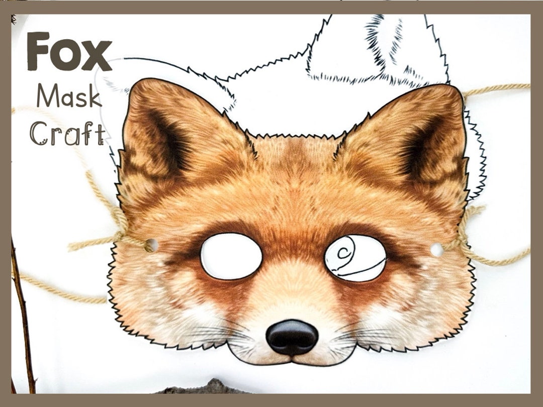 Fox Paper Mask Craft Template | Printable Animal Themed Party Mask ...