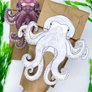 Printable Jointed Octopus Puppet Craft | Articulated Animal Template ...