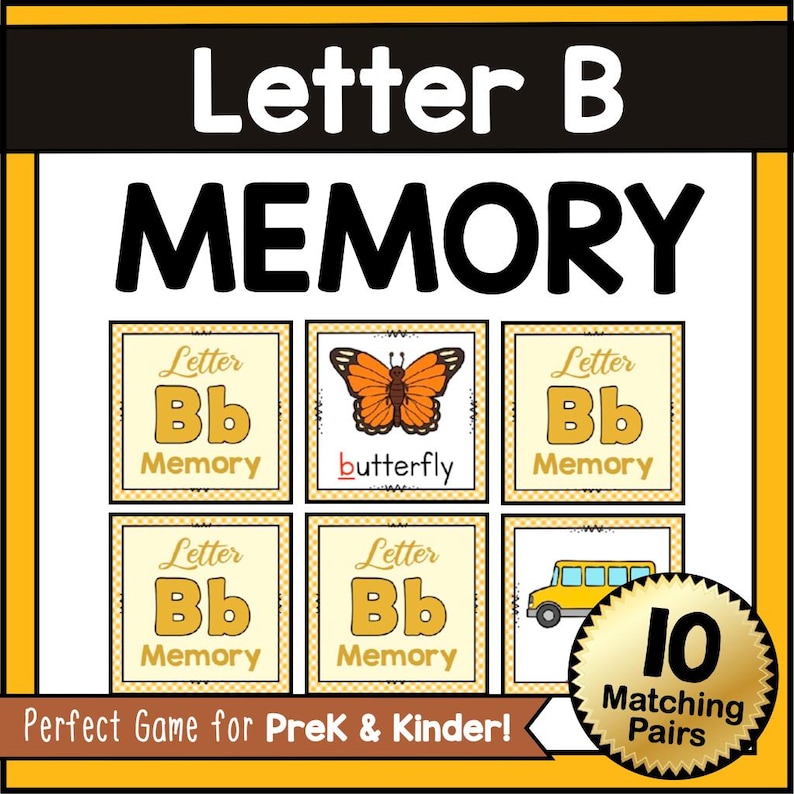 LETTER B Memory GAME Printable Pdf – Alphabet Matching Cards for ...