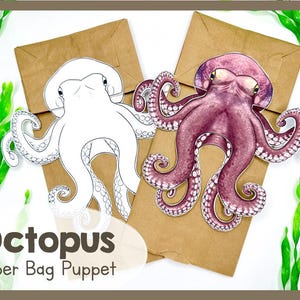 Printable Jointed Octopus Puppet Craft | Articulated Animal Template ...