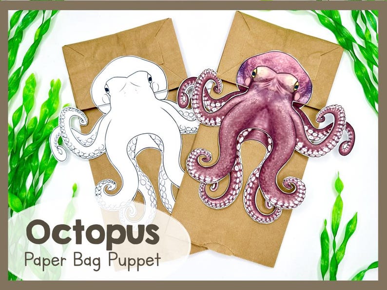 Printable Jointed Octopus Puppet Craft | Articulated Animal Template ...