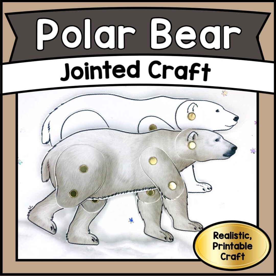 Printable Articulated Polar Bear Jointed Animal Paper Puppet | DIY ...
