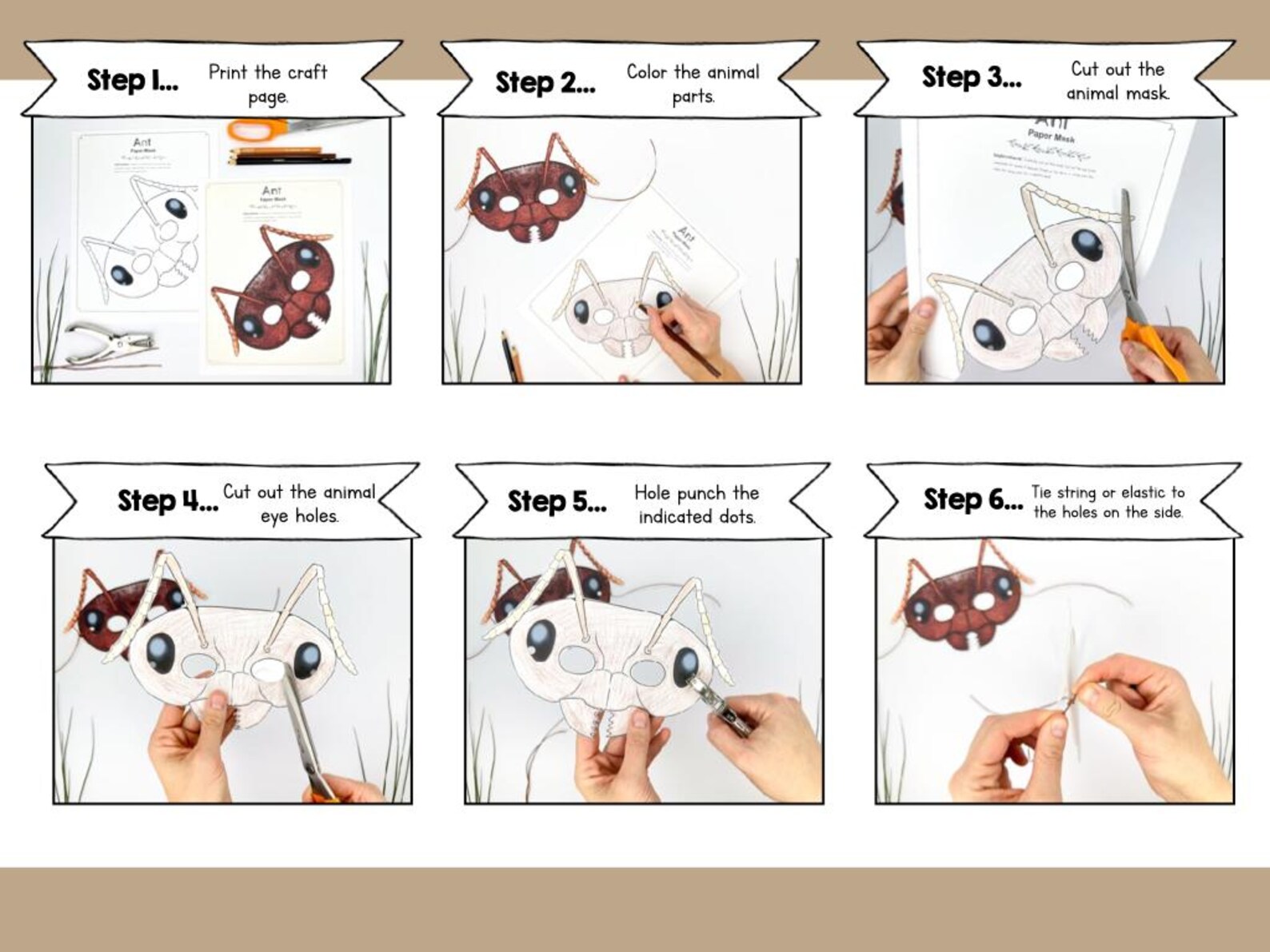 Ant Printable Mask | Paper Animal Face Kit | Fun Animal Interactive ...