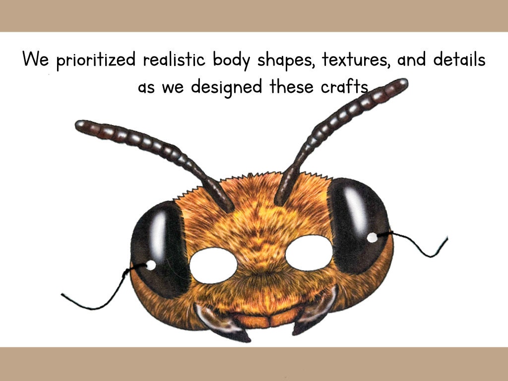 Bee Paper Mask Craft Kit | Printable Fun Animal Mask Template | Bee ...