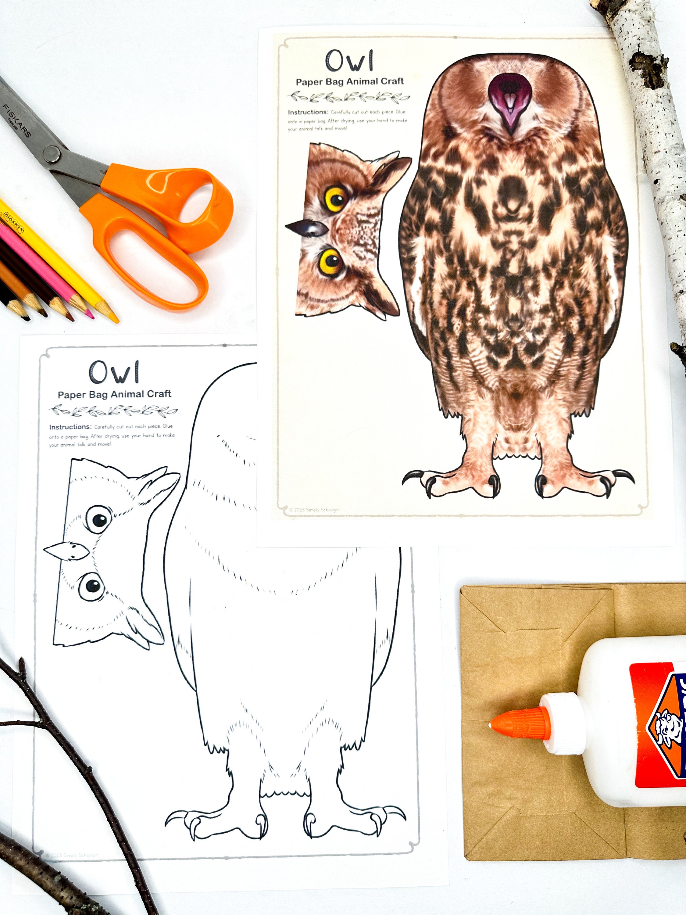 Owl Puppet Printable Template | Fun Paper Bag Craft Activity | Children ...