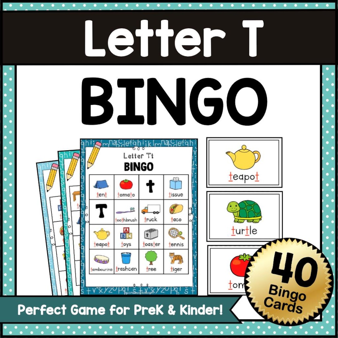 Letter T BINGO GAME Printable - Cute Alphabet Bingo for Preschool and ...