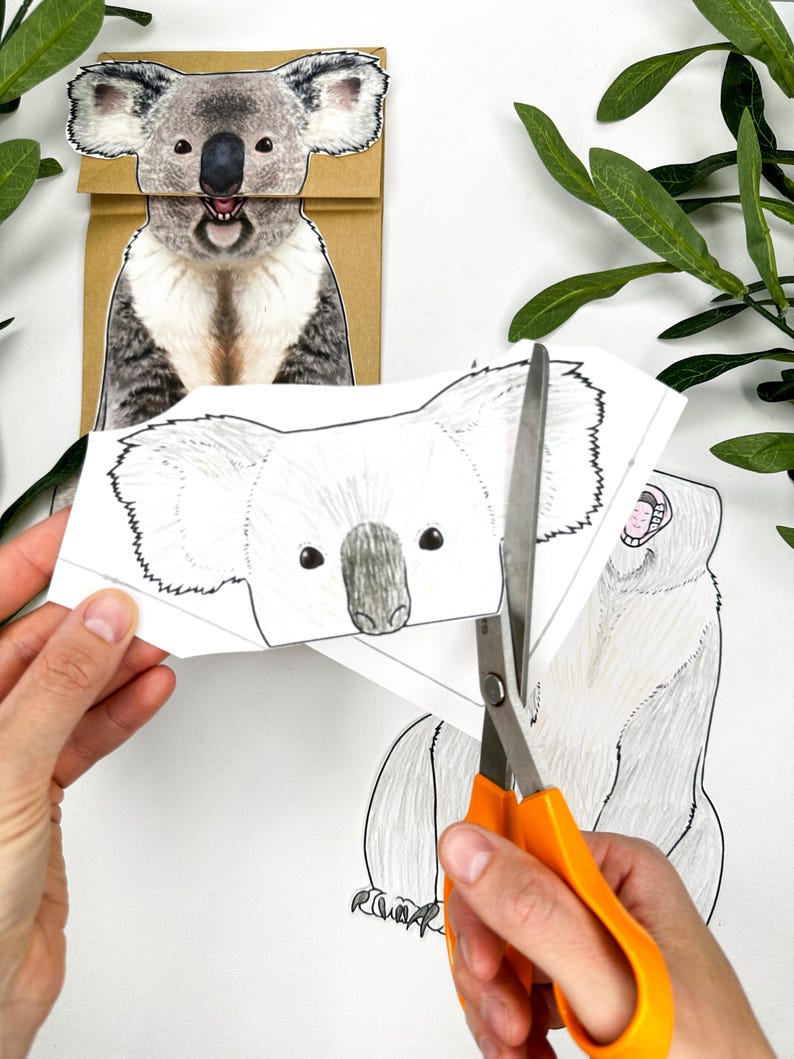 Printable Koala Puppet Craft | Sea Turtle Paper Craft Template | Beach ...
