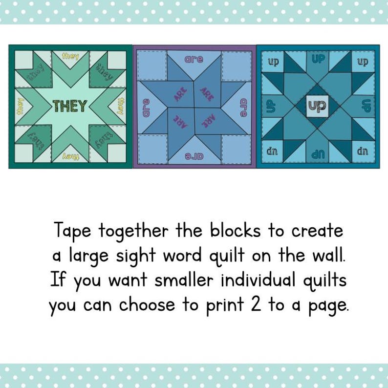 Sight Word Quilts Printable Sight Words Worksheets Literacy Activities ...