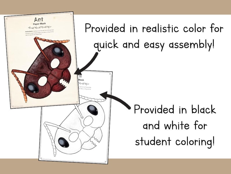 Ant Printable Mask | Paper Animal Face Kit | Fun Animal Interactive ...
