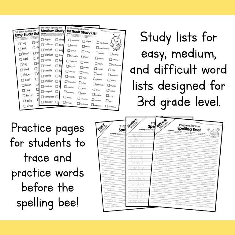 3rd GRADE SPELLING Bee Word List PDF – Everything You Need to Host a ...